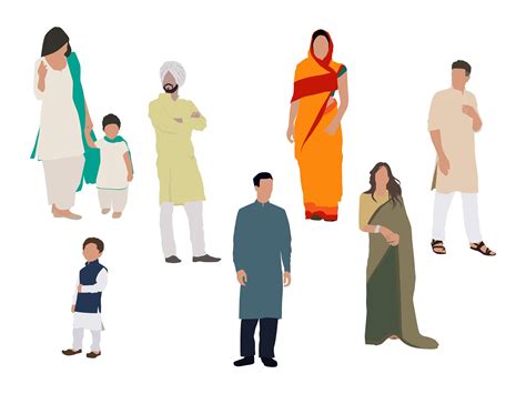 Flat Vector People Pack [indian Ethnic Wear] Clipart Ai Eps Png Human