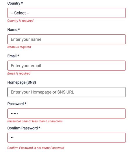 react hook form validate error message