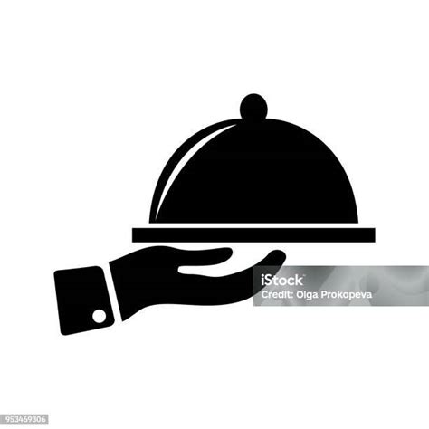 손 아이콘 간단한 요리 기호 벡터 일러스트 레이 션에 식사 트레이 금속에 대한 스톡 벡터 아트 및 기타 이미지 금속 돔 건축적 특징 디자인 Istock