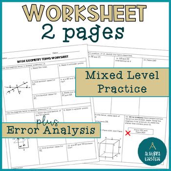 Basic Terms And Undefined Terms Of Geometry Notes And Worksheet TPT