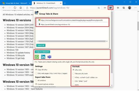 How To Share Group Of Tabs On Microsoft Edge Pureinfotech