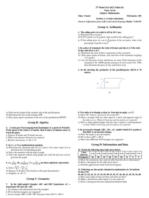 Class 7 Math Annual 02 Cq Pdf Triangle Area