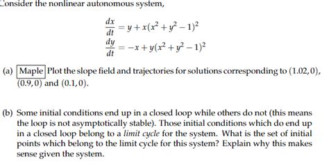 Solved Consider The Nonlinear Autonomous System