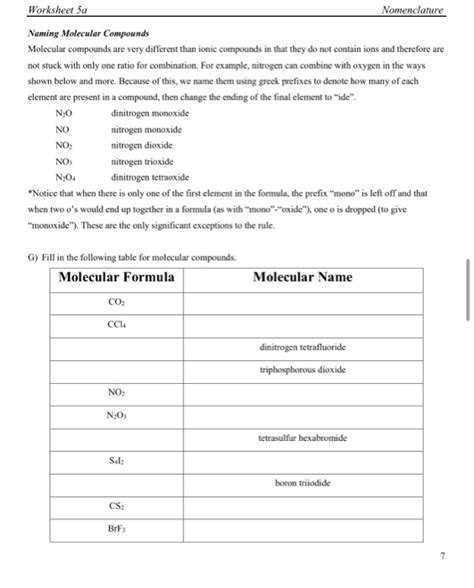 Solved Worksheet A Nomenclature Naming Molecular Compounds Chegg CompoundWorksheets Com