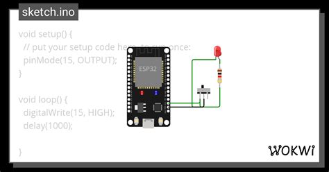 Tombol Push Button Switch 1 Lampu LED Wokwi ESP32 STM32 Arduino Simulator