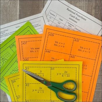 Rational Functions CARD SORT By Hoff Math TPT