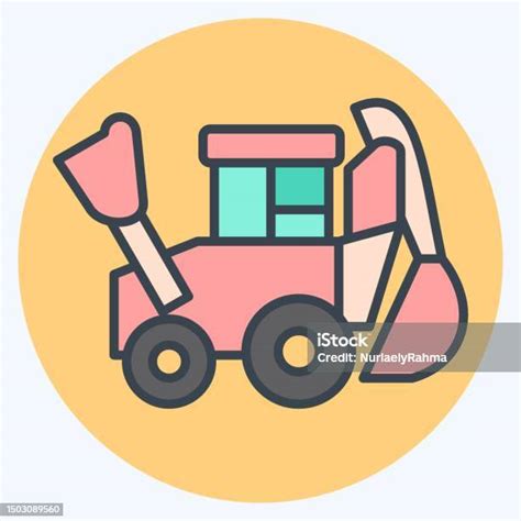 아이콘 백호 건설 차량 기호와 관련이 있습니다 컬러 메이트 스타일 심플한 디자인 편집 가능 간단한 그림 개체 그룹에 대한 스톡