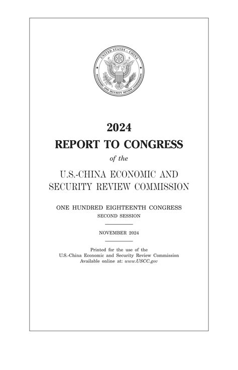 2024 Annual Report To Congress U S China Economic And Security Review Commission