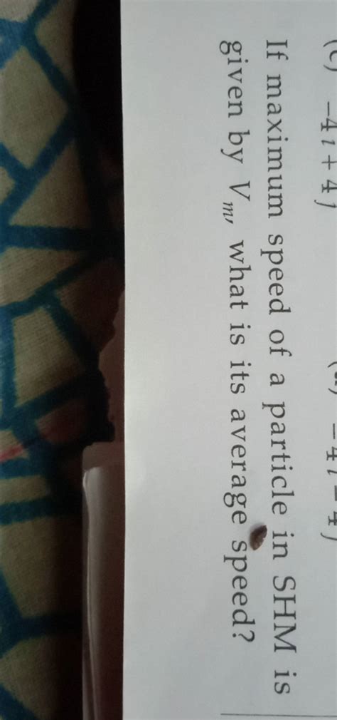 If Maximum Speed Of A Particle In SHM Is Given By Vm What Is Its Averag
