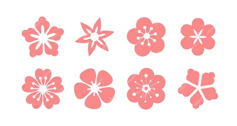 Premium Vector Sakura Icons Cherry Blossom Element Set Vector Flat Illustration