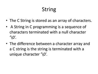 Fundamentals Of C Programming String Pptx