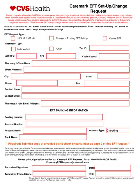 Caremark Eft Set Up Request Form Fill Online Printable Fillable