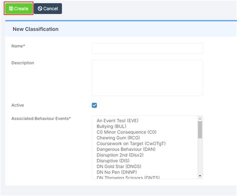 How To Create Behaviour Event Classifications Bromcom Documentation Centre