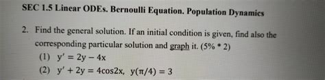 Solved Sec 1 5 Linear Odes Bernoulli Equation Population