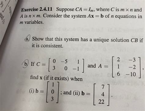 Solved Exercise 2 4 11 Suppose CA Im Where C Is Mxn And A Chegg Com