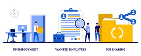 실업 직원 을 원 작은 사람들과 일자리 공유 개념 구인 검색 추상 벡터 그림 집합입니다 우리는 고용 오픈 공석 근무 일정 우리 팀에 가입 책임 은유 개념에 대한 스톡 벡터