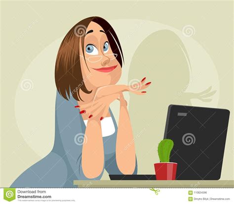 Dreamy Female Programmer Stock Vector Illustration Of Vector 110624596