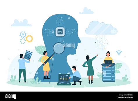 artificial intelligence machine learning vector illustration cartoon