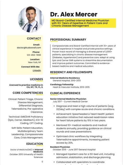 Medical Doctor Resume Medical Doctor Resume Example Free Guide