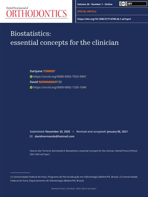 Pdf Biostatistics Essential Concepts For The Clinician