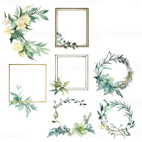 Different Shape Floral Frames Collection 25462740 Png