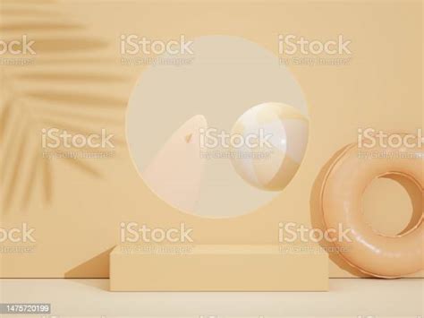 여름 시즌 배경 개념이 있는 최소 디스플레이 연단의 3d 렌더링 웹 배너와 모형을 위한 미니멀리스트 받침대 0명에 대한 스톡 사진 및 기타 이미지 Istock