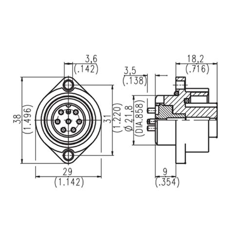 Amphenol T3107 000 Female Receptacle 6 Ground Solder Termination Makers Electronics