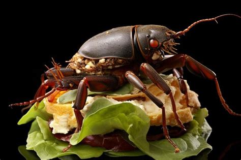 Edible Insect Burger Premium Ai Generated Image