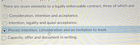 Solved There Are Seven Elements To A Legally Enforceable