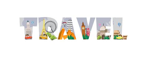 세계로 여행 여행 세계의 유명한 랜드 마크의 큰 세트 여행 관광 여름 휴가 시간입니다 여행의 다른 유형 플랫 디자인 벡터