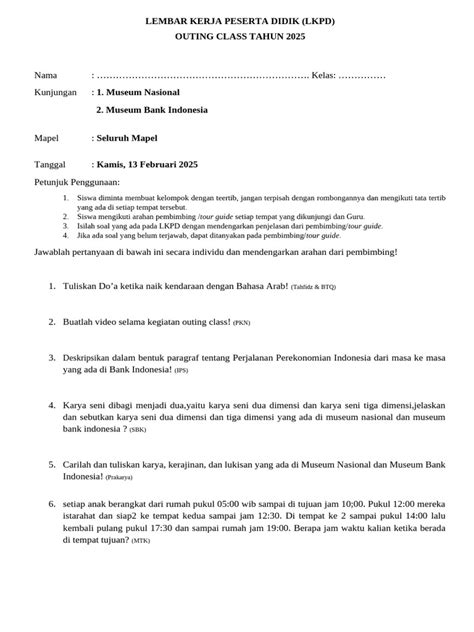 Lkpd Outing Class Smp 2025 Pdf