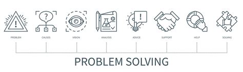 Problem Solving Vector Infographic In Minimal Outline Style Stock