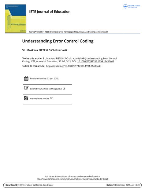 PDF Understanding Error Control Coding