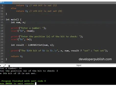 C Program To Check Whether Nth Bit Is Set Or Not