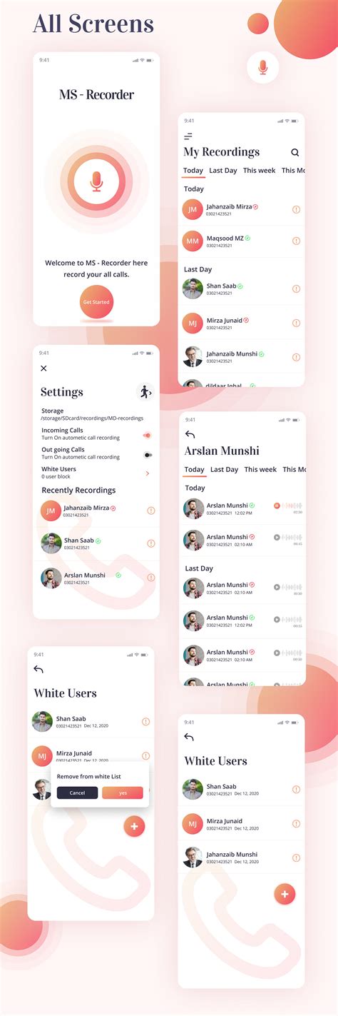 Call Recording App UI Design Behance