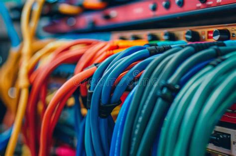 Closeup Of Colorful Network Cables In Server Room Technology Concept