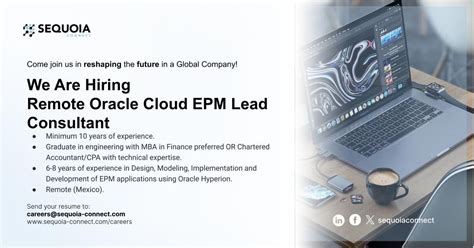 Remote Oracle Cloud Epm Lead Consultant 9a 247 Sequoia Connect Sequoia Connect