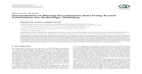 Pdf Research Article Interpolation Of Missing Precipitation