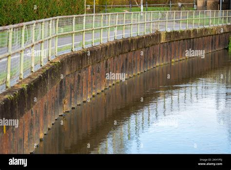 Sheet Metal Piling Position Located In Ground Supporting River