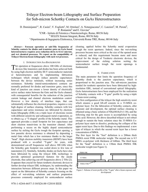 Pdf Trilayer Electron Beam Lithography And Surface Preparation For Sub Micron Schottky