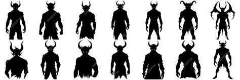 Premium Vector Demon Devil And Hell Silhouettes Set Large Pack Vector