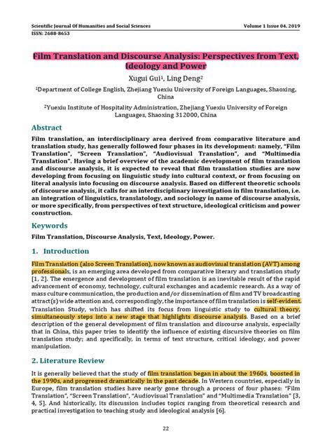 Film Translation And Discourse Analysis Perspectives From Text