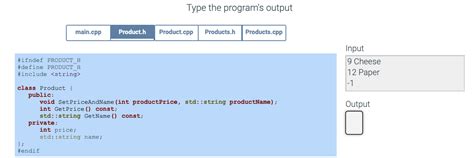 Solved Type The Programs Output Maincpp Producth