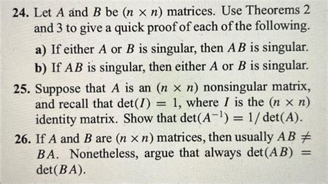 Solved Let A And B Be Nn Matrices Use Theorems And Chegg