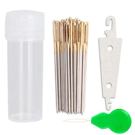 100pcs Cross Stitch Needles 2 Needle Threader Golden