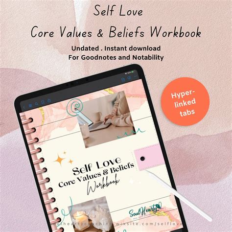 Self Love Digital Workbook Core Values And Beliefs Goodnotes
