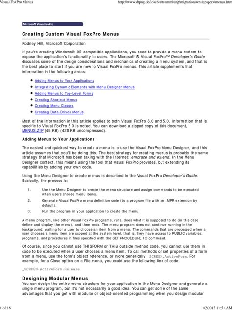 Pdf Visual Foxpro Menus Dokumentips