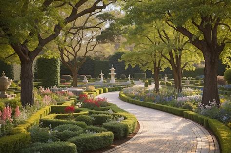 Premium Ai Image A Distinctive Path Through A Royal Garden