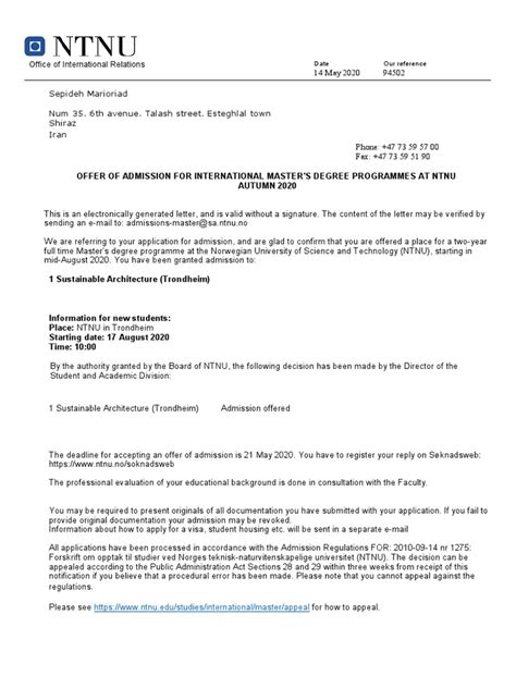 International Masters Programmes Ntnu Pdf