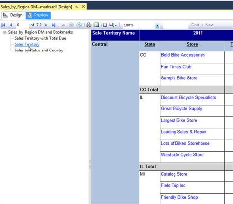 SSRS Bookmarks And Document Maps